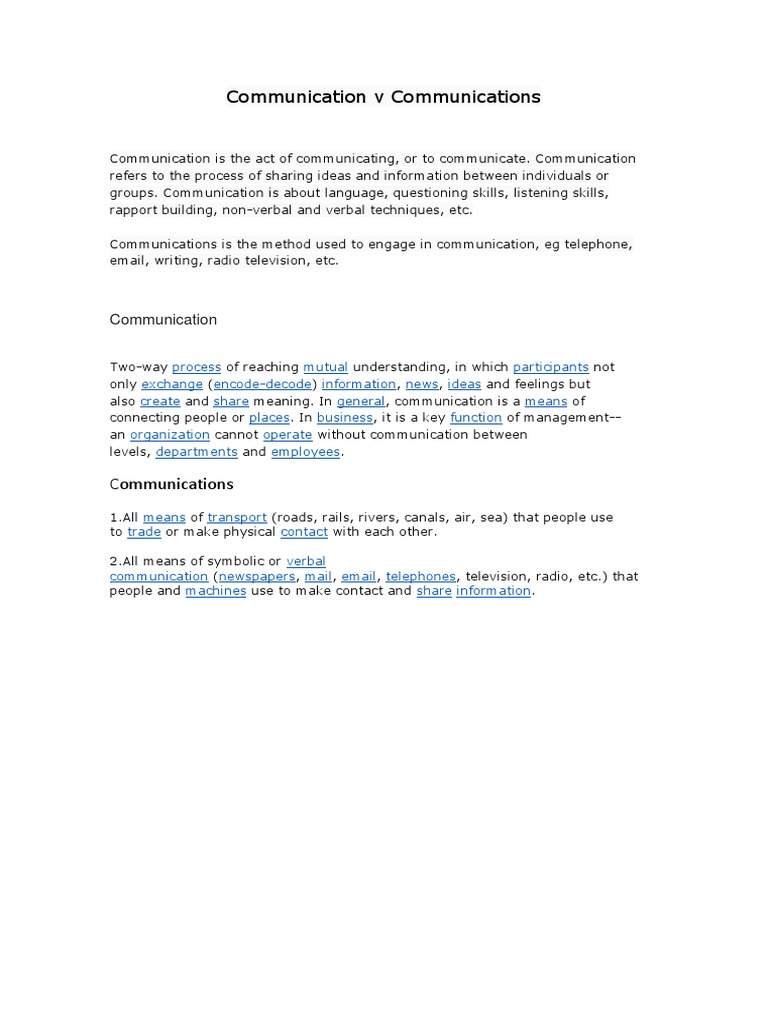 Communication V Communications | PDF
