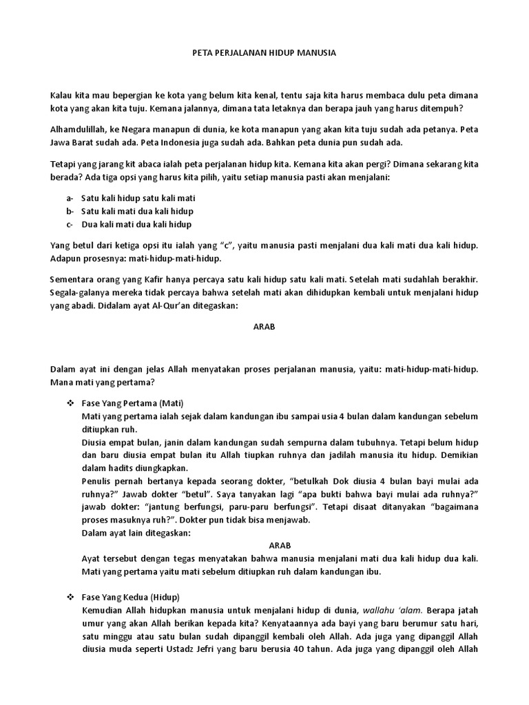 Peta Perjalanan Hidup Manusia | PDF | Agama & Spiritualitas
