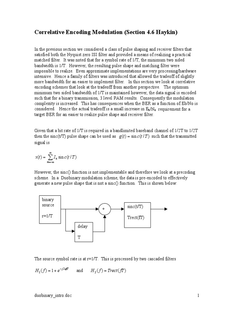 Duobinary Intro | PDF | Modulation | Code
