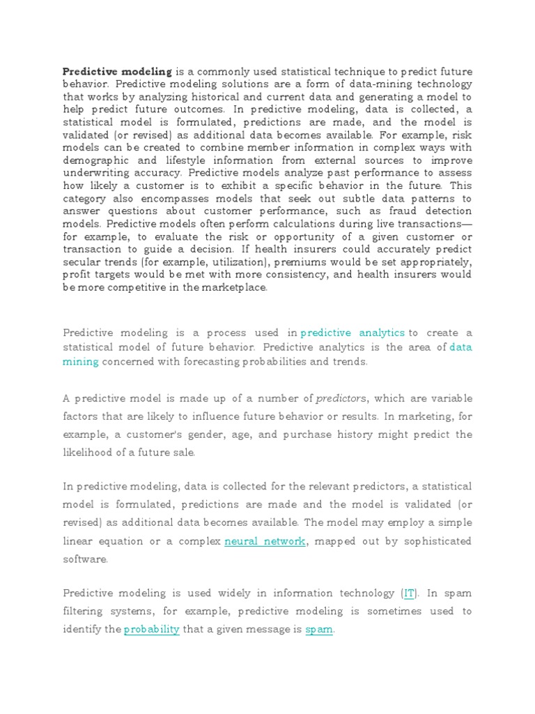 Predictive Modeling | PDF | Predictive Analytics | Regression Analysis