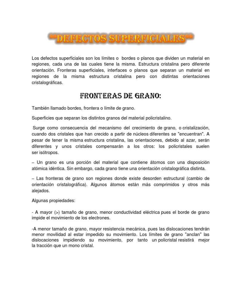 Defectos Superficiales | PDF | Cristalografía | Estructura cristalina