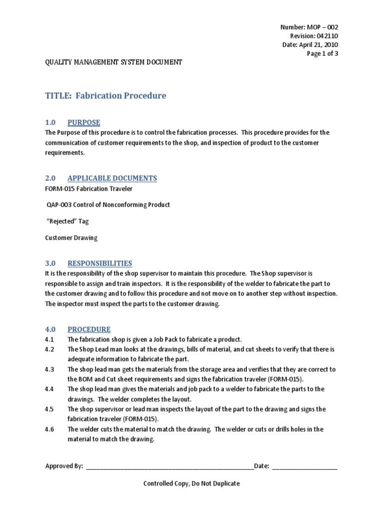 Fabrication Procedure flow | Metal Fabrication | Welding | Free 30-day ...