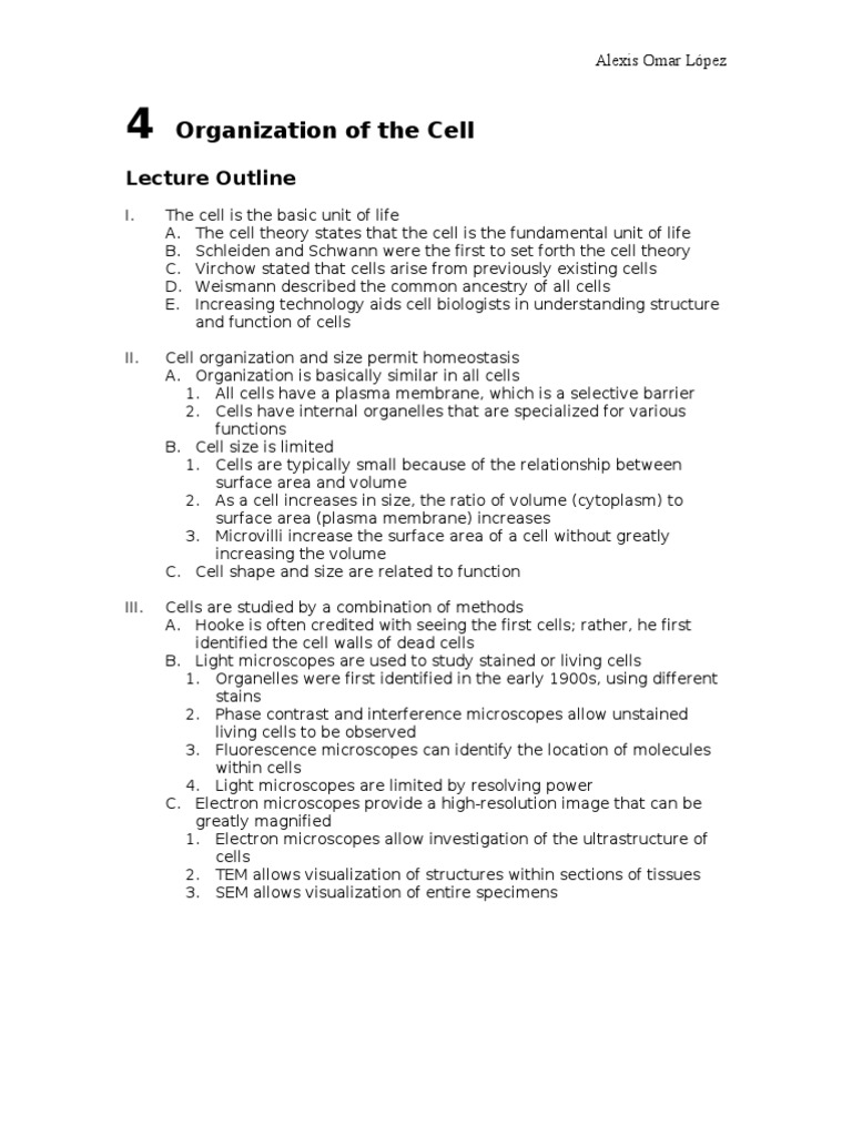 AP Biology Outline - Chapter 4 | PDF | Endoplasmic Reticulum | Cell ...