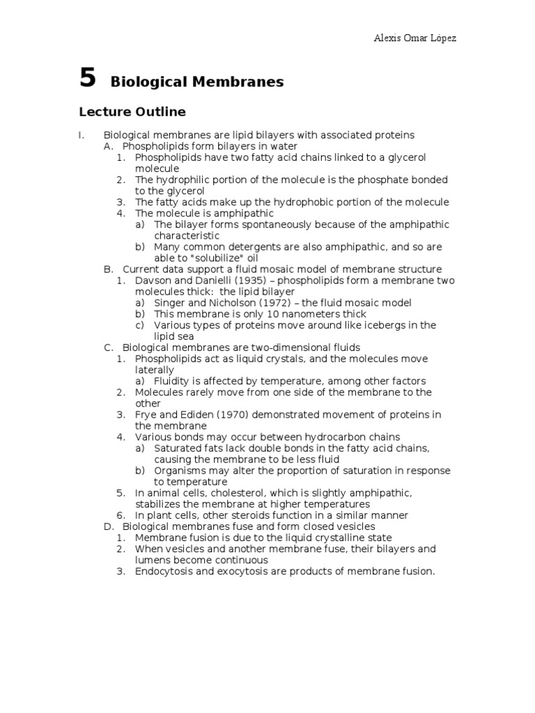 AP Biology Outline - Chapter 5 | PDF | Cell Membrane | Osmosis