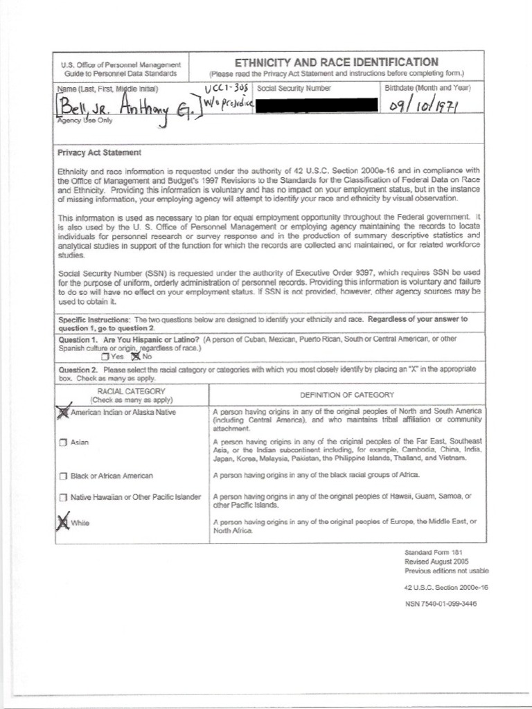 Standard Form 181 | PDF