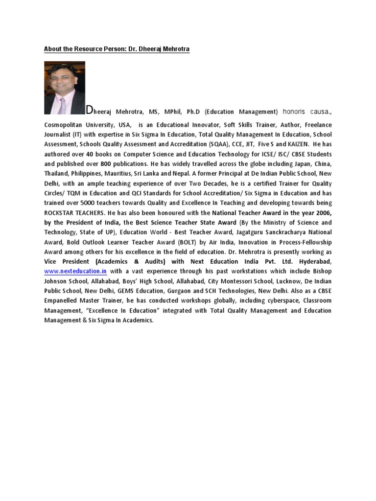 Profile Resource Person | PDF