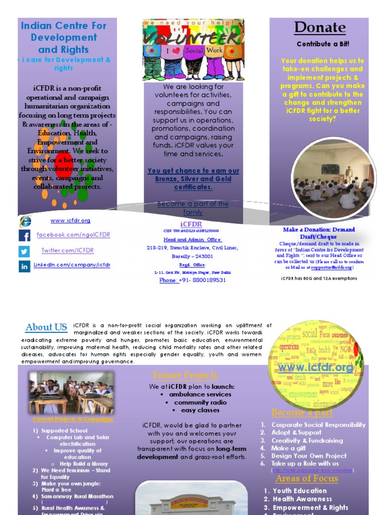 iCFDR NGO Brochure | PDF | Empowerment | Non Governmental Organization