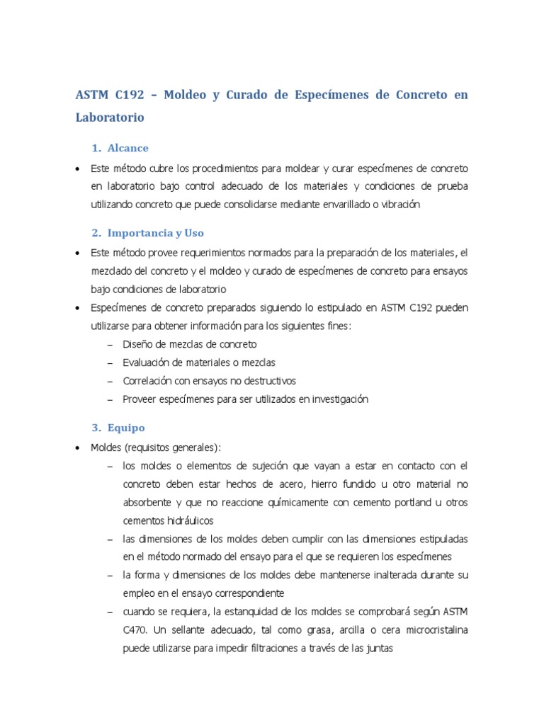 Astm C192 | PDF | Cemento | Mezcla