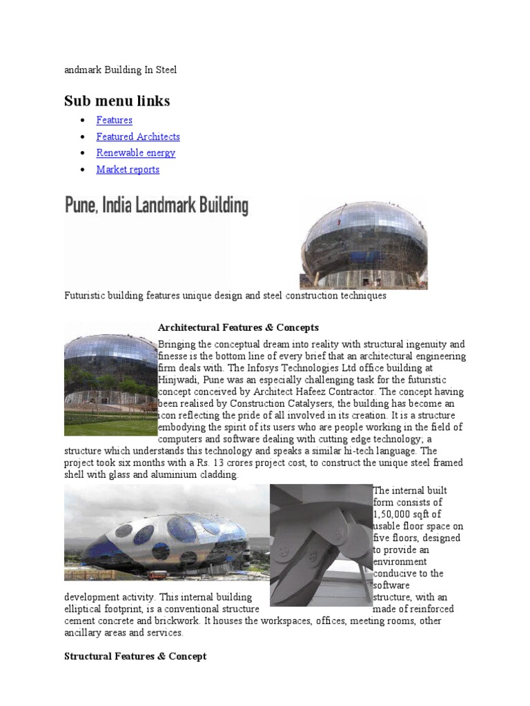 Landmark Futuristic Steel Building Design | PDF | Ellipse | Wall
