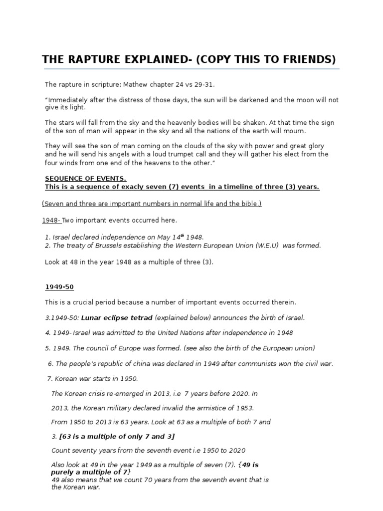 The Rapture Explained-1 | PDF | Unrest | Religion And Belief