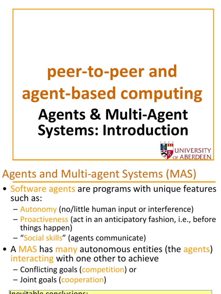 Peer-To-Peer and Agent-Based Computing: Agents & Multi-Agent Systems: Introduction | Download ...