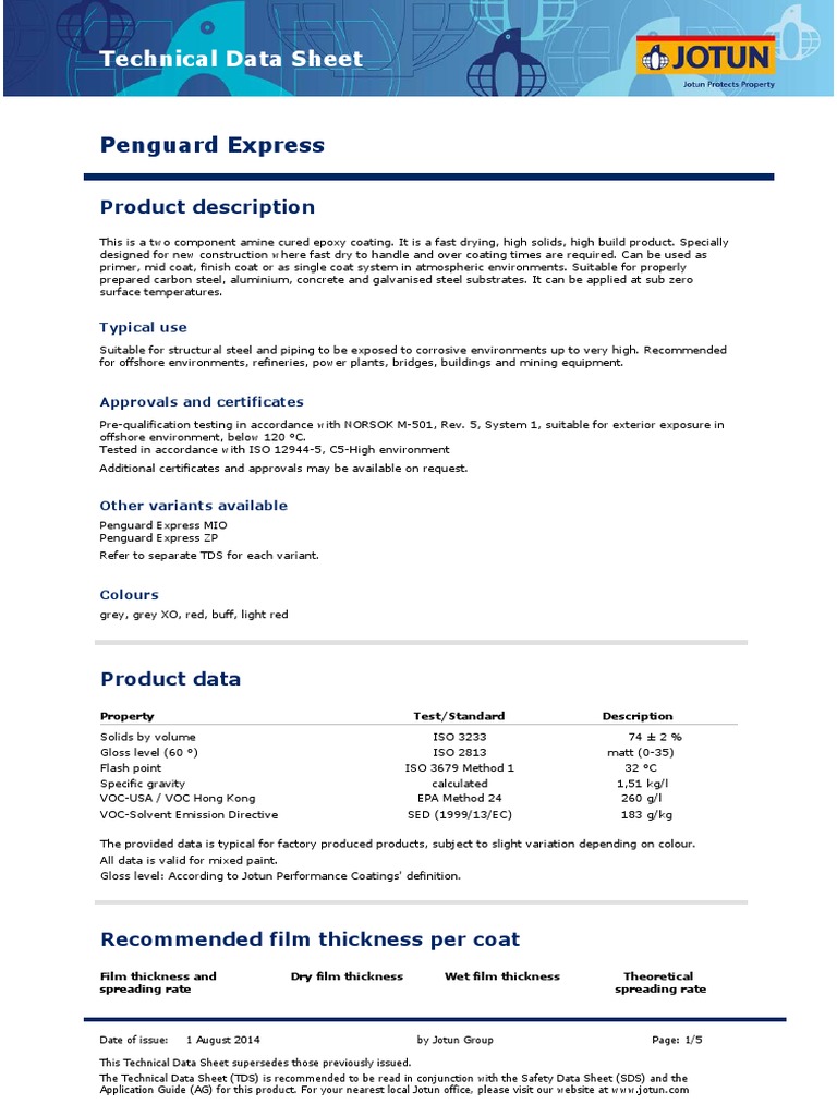 Penguard Express Datasheet " AzadJotun" | PDF | Abrasive | Epoxy