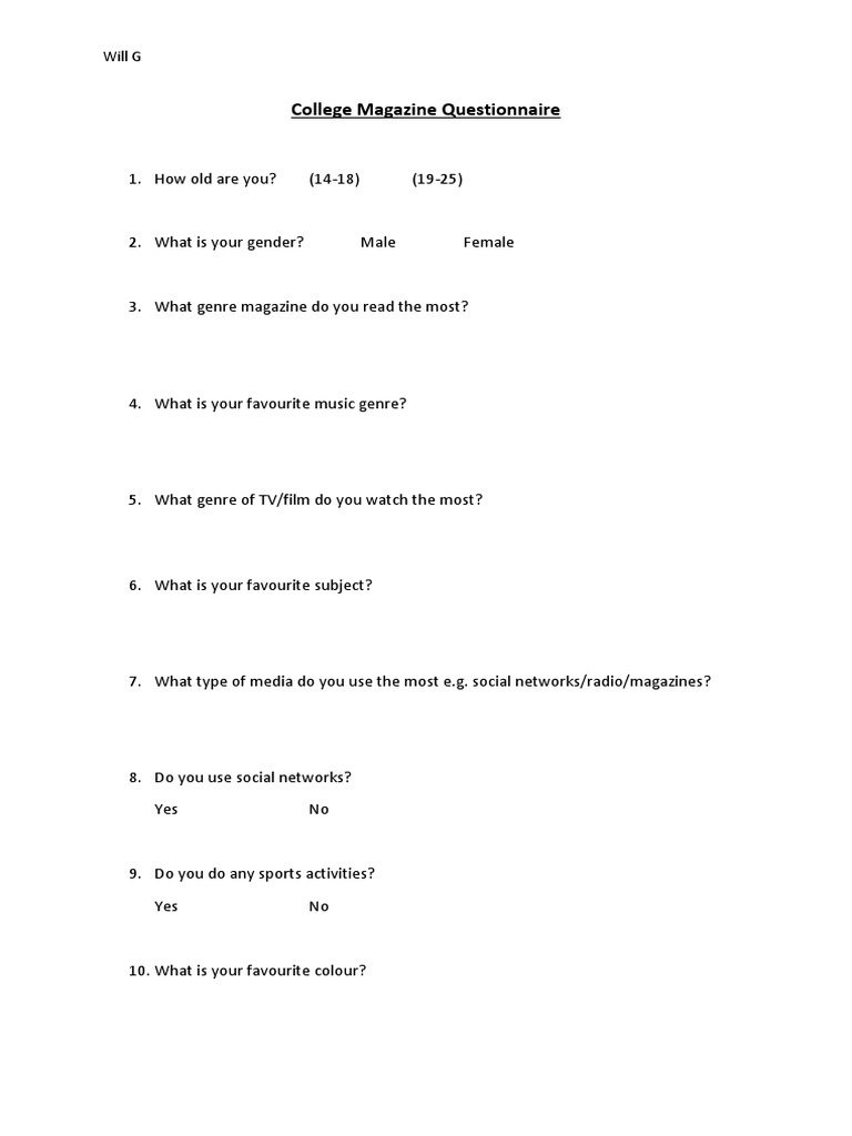 College Magazine Reader Survey | PDF