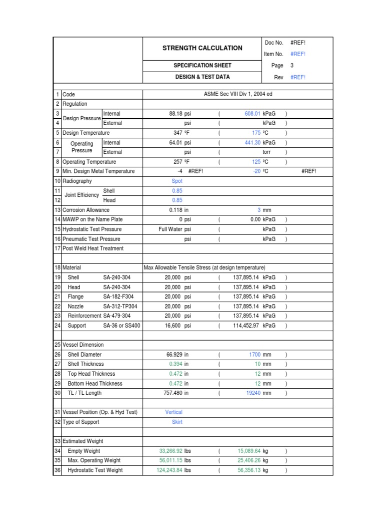 Calculation_ASME VIII Div.1 | Parties And Movements | Business