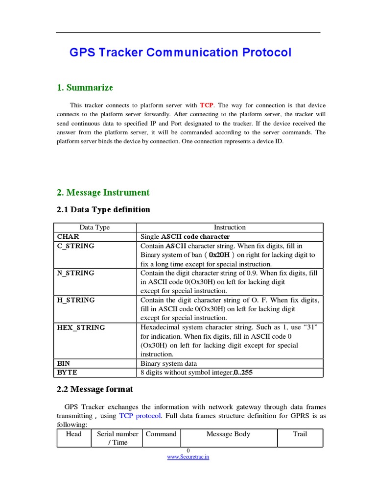 GPS Tracker Communication Protocol | PDF | Data Type | Byte