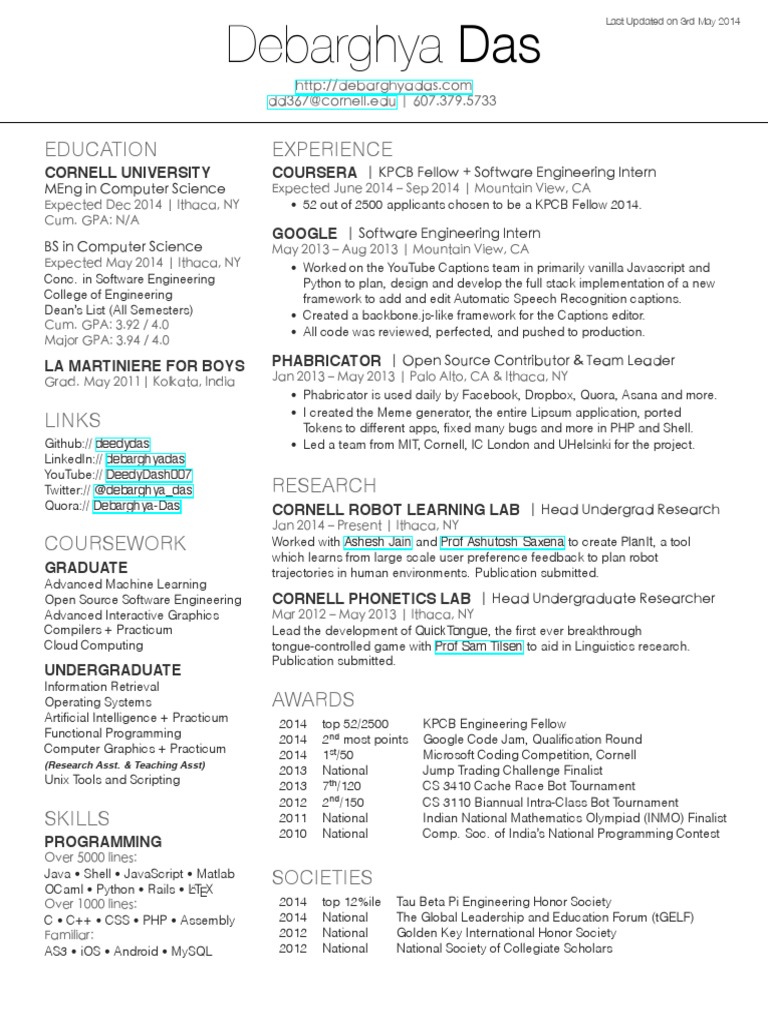 Debarghya Das Resume | PDF | Software | Areas Of Computer Science