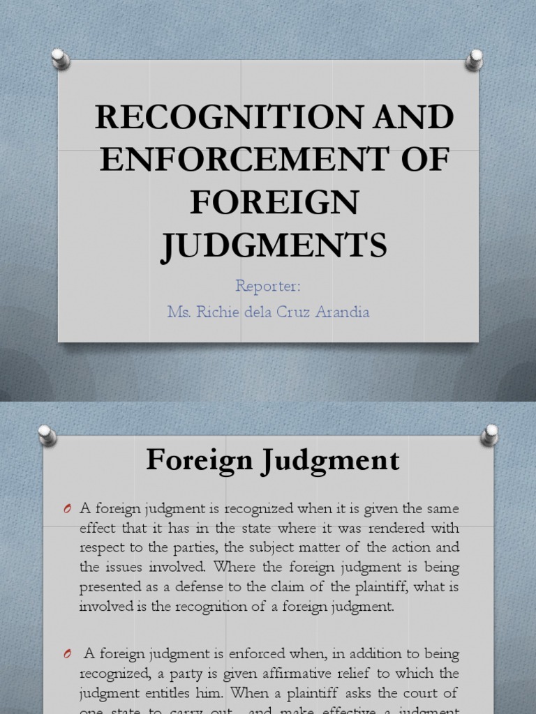 Foreign Judgment Recognition Guide | PDF | Judgment (Law) | Res Judicata