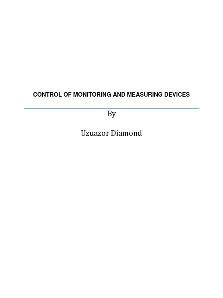 Control of Monitoring and Measuring Devices | Download Free PDF ...