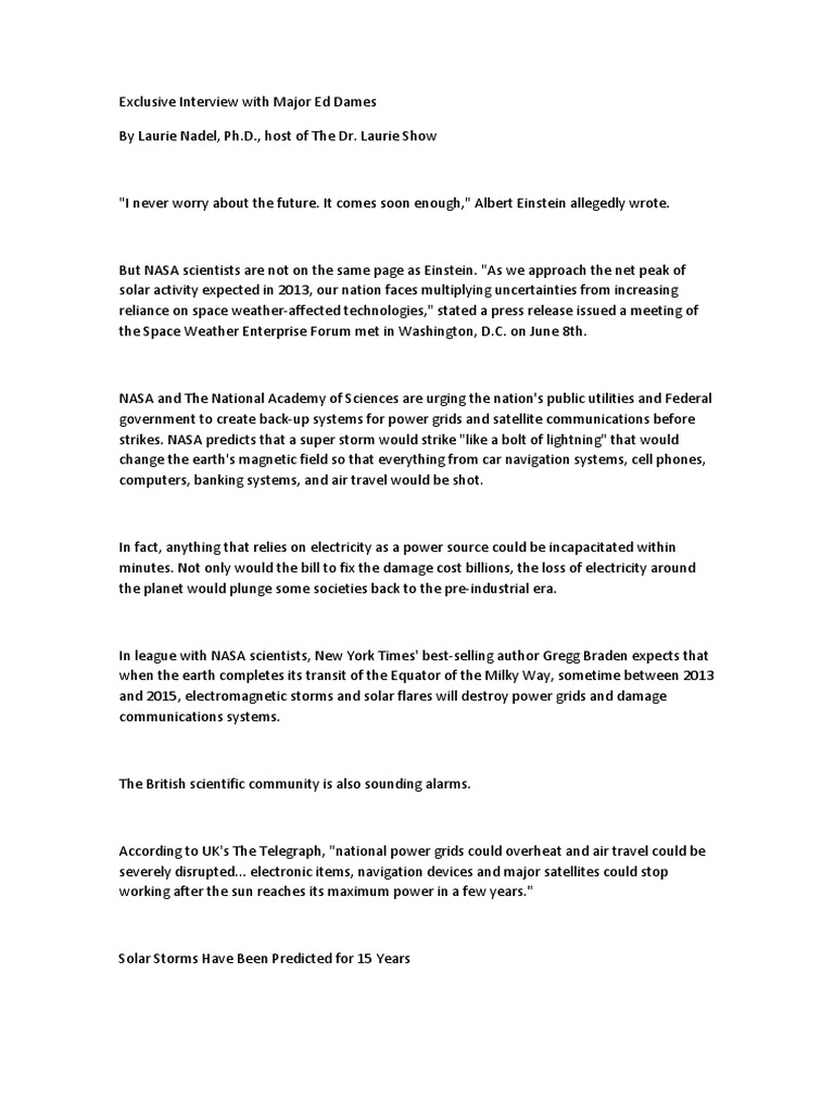 Exclusive Interview With Major Ed Dames | PDF | Space Weather | Weather