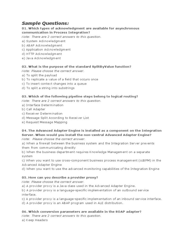 SAP PI/PO Certification Sample Questions | PDF | Xslt | Business Process