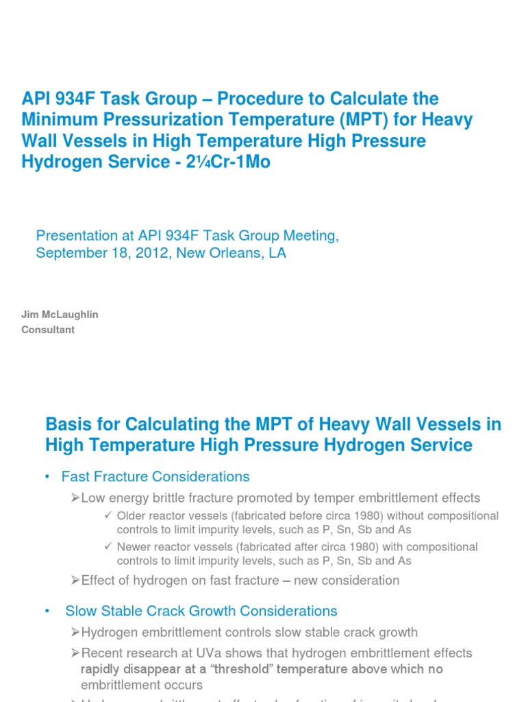 Presentation For API 934F | PDF | Fracture | Hydrogen