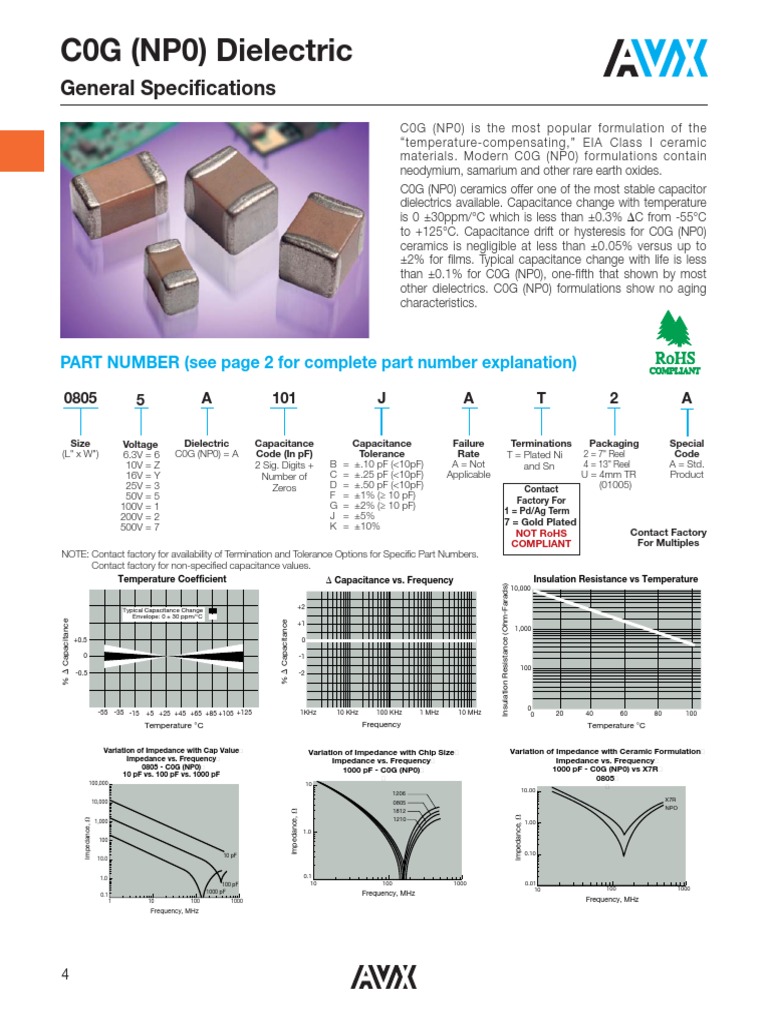 C0G (NP0) Dielectric: General Specifications | PDF | Capacitor | Dielectric