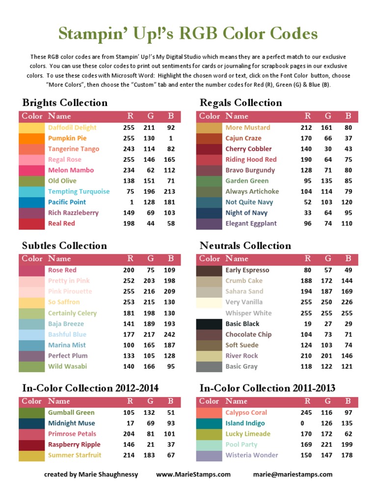 RGB Color Codes SU 2011-12 | PDF