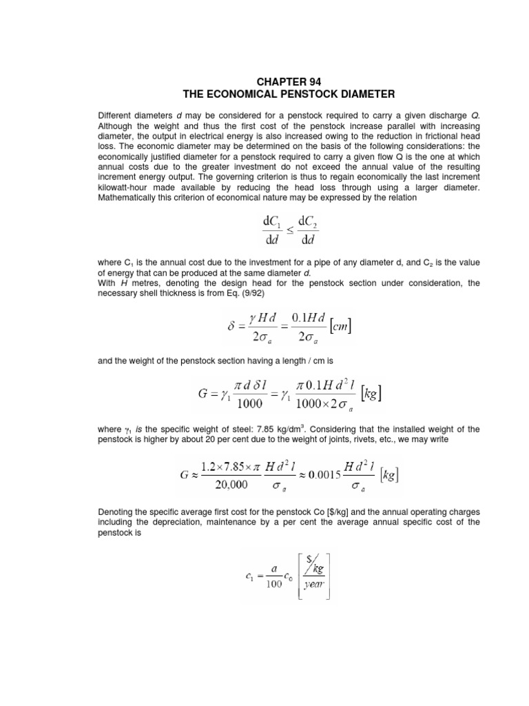 The Economical Penstock Diameter - E Mosonyi | PDF | Kilowatt Hour ...