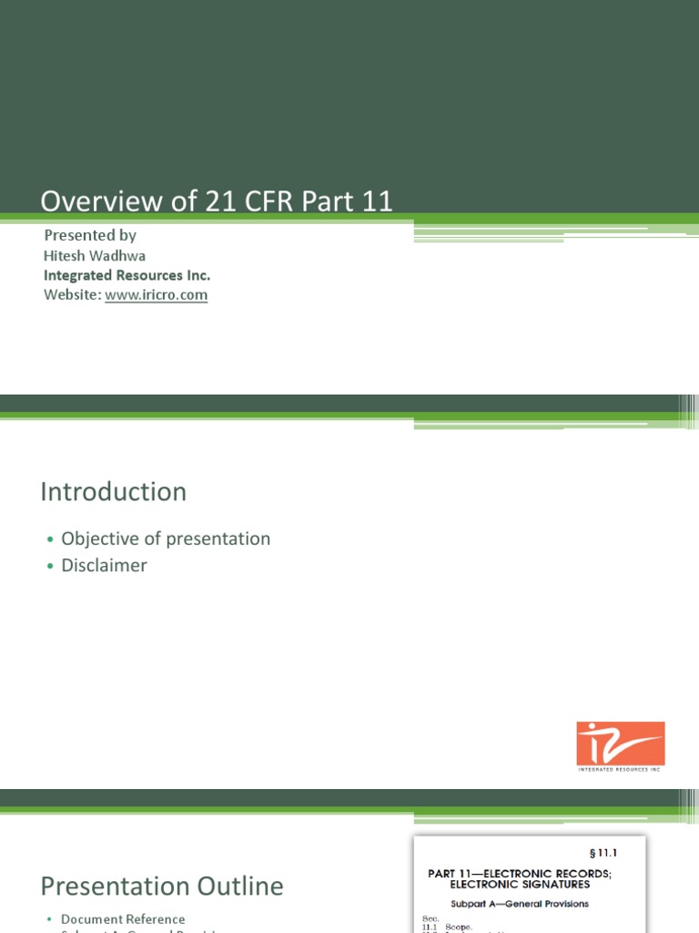21cfr Part 11 | PDF | Records Management | Identity Document