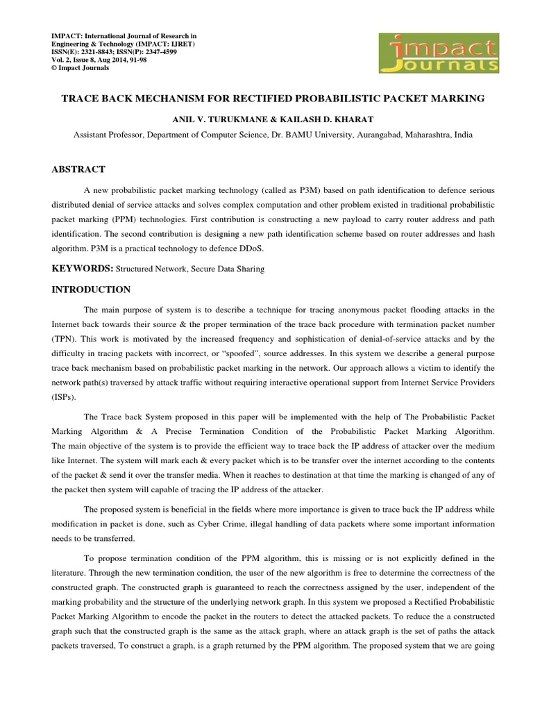 10.Eng-Trace Back Mechanism For Rectified-Anil V | PDF | Network Packet ...