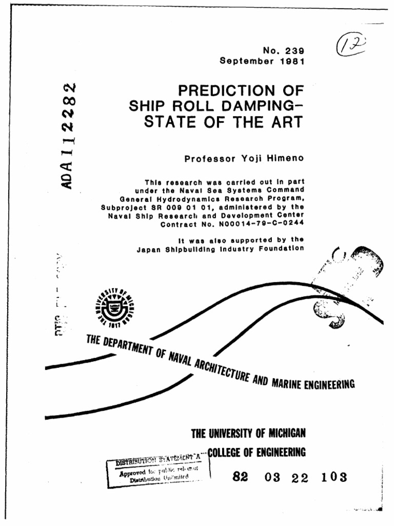 Prediction of Ship Roll Damping - State of The Art | PDF | Nonlinear ...