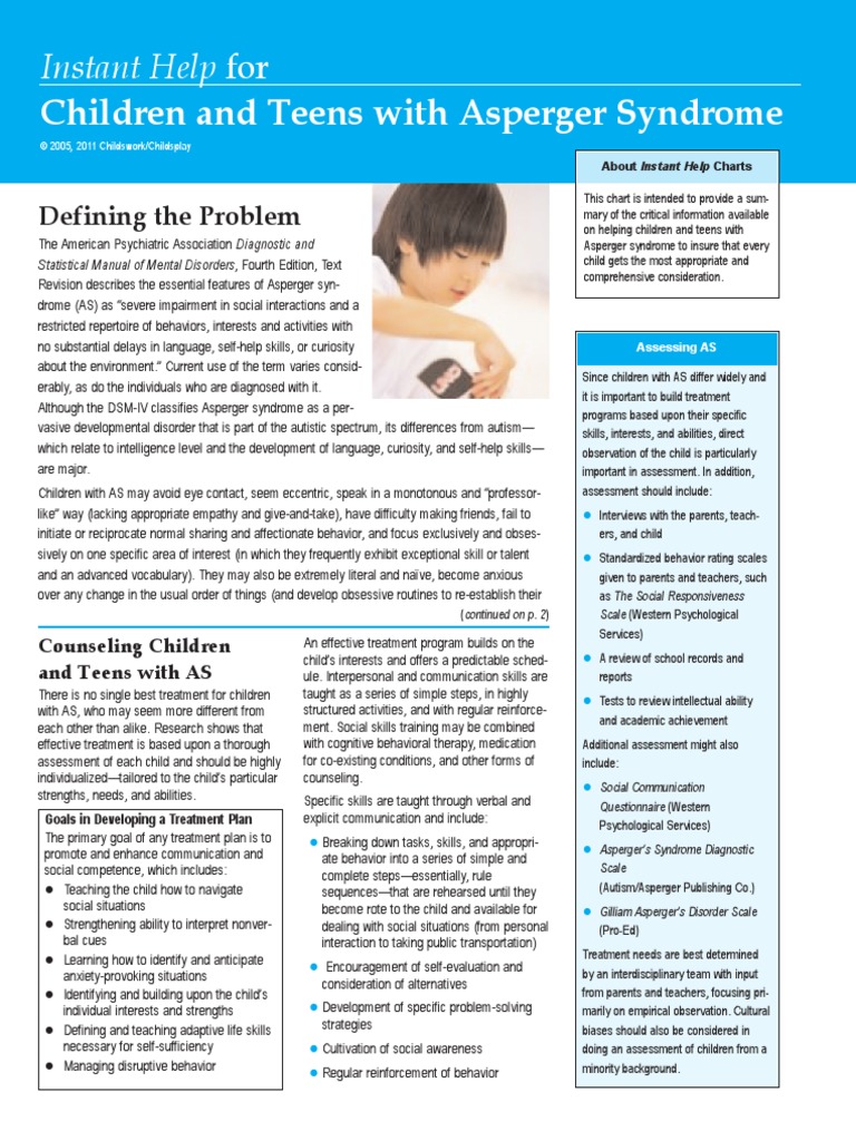 Children and Teens With Asperger Syndrome: Instant Help For | PDF ...
