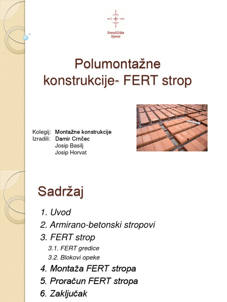 Polumontažne Konstrukcije - FERT Strop