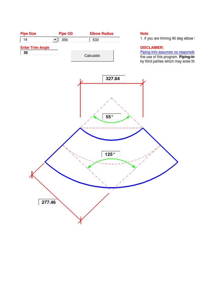 Pipe Size and Elbow Trim Calculator | PDF | Geometry | Elementary Geometry