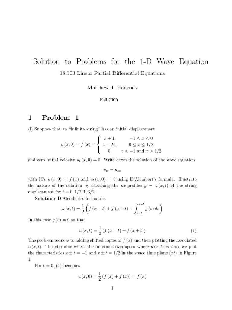1-D Wave Equation Solutions Explained | PDF | Differential Calculus | Rates