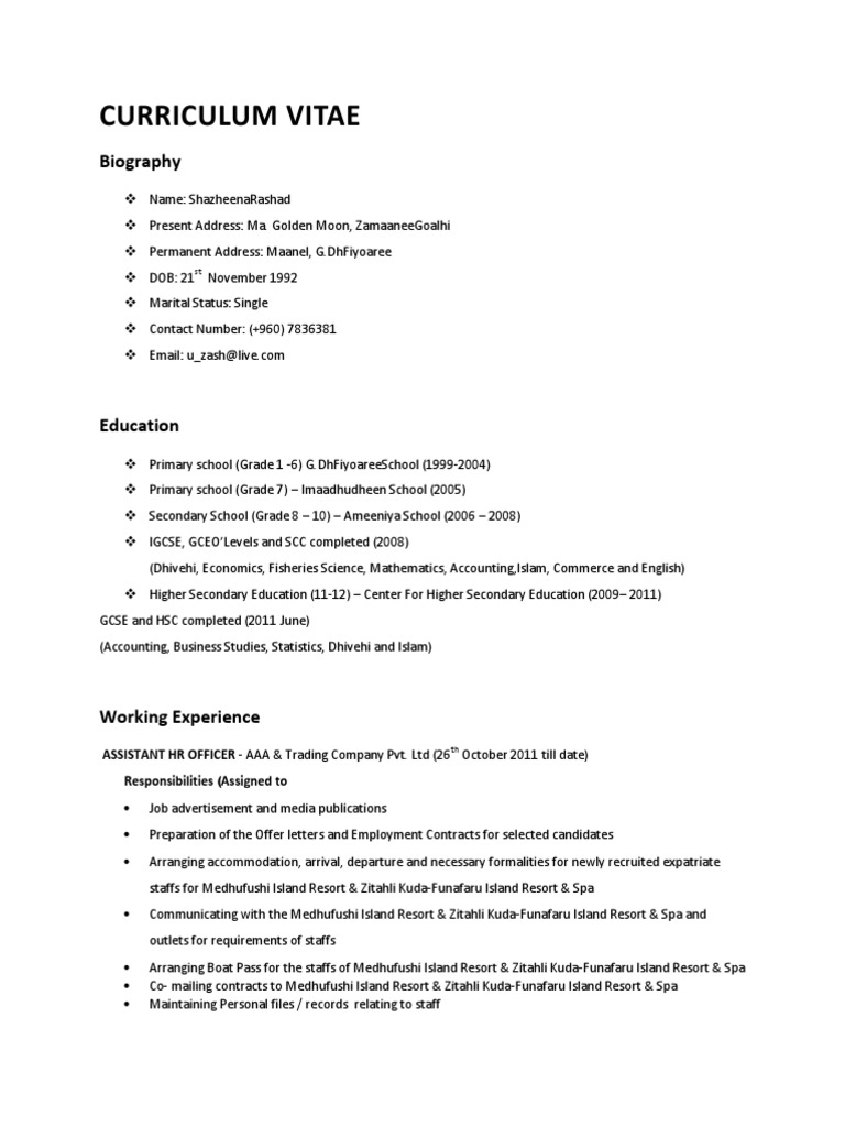 Curriculum Vitae: Biography | PDF