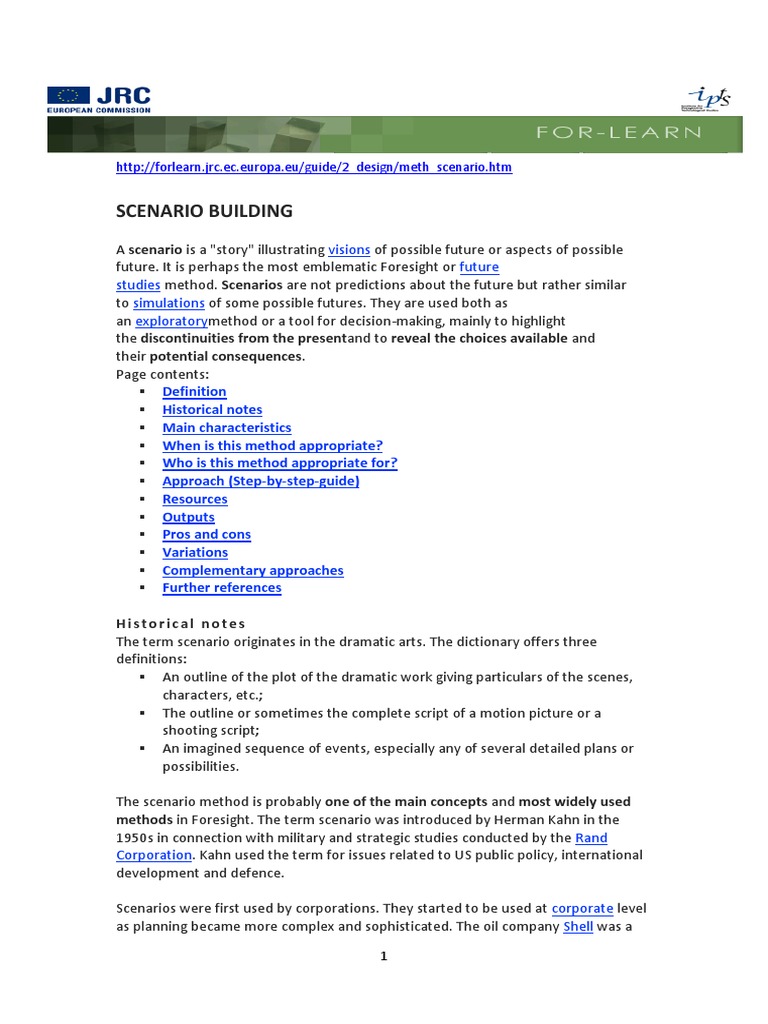 Scenario Building: Visions Future Studies Simulations Exploratory | PDF ...
