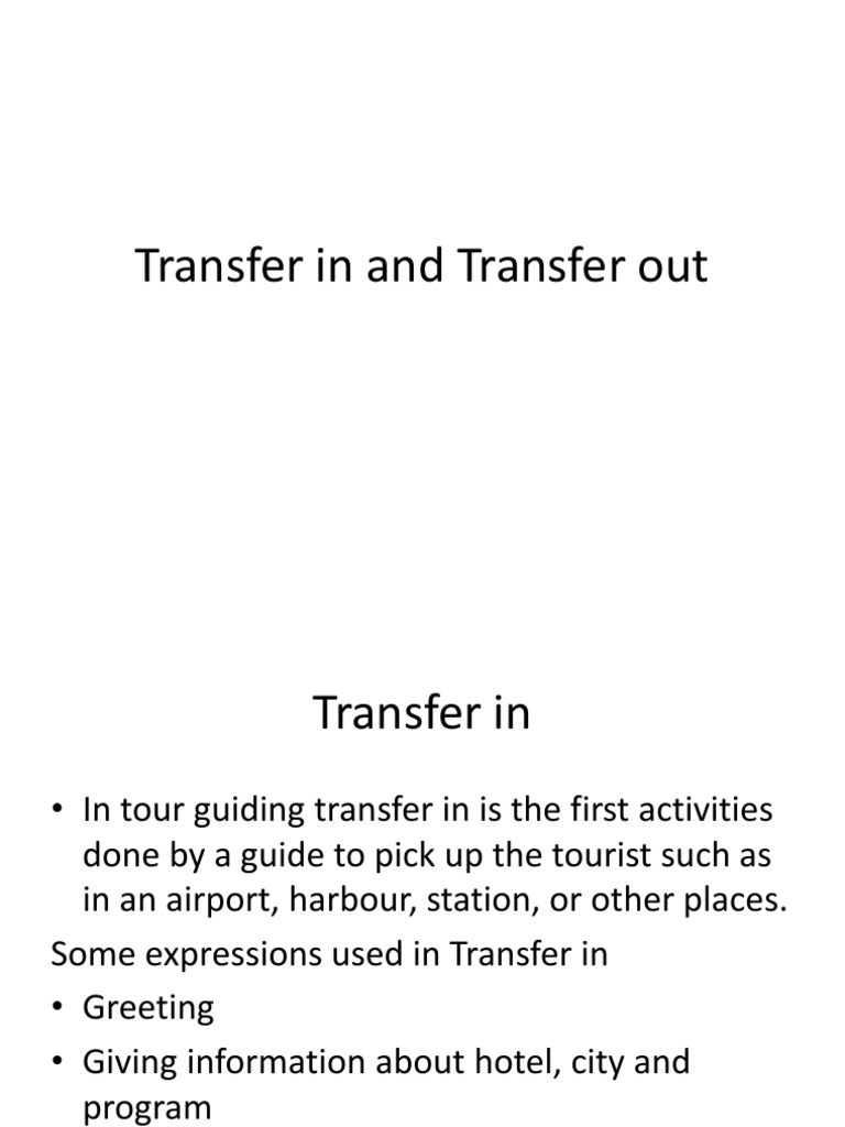 Transfer in and Transfer Out | PDF | Leisure