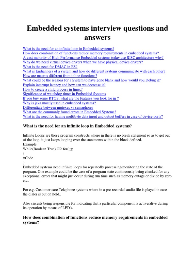 Embedded Systems Interview Questions and Answers: What Is The Need For ...