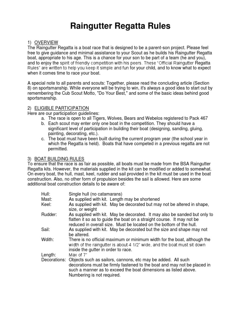 Raingutter Regatta Rules | PDF | Watercraft | Ships