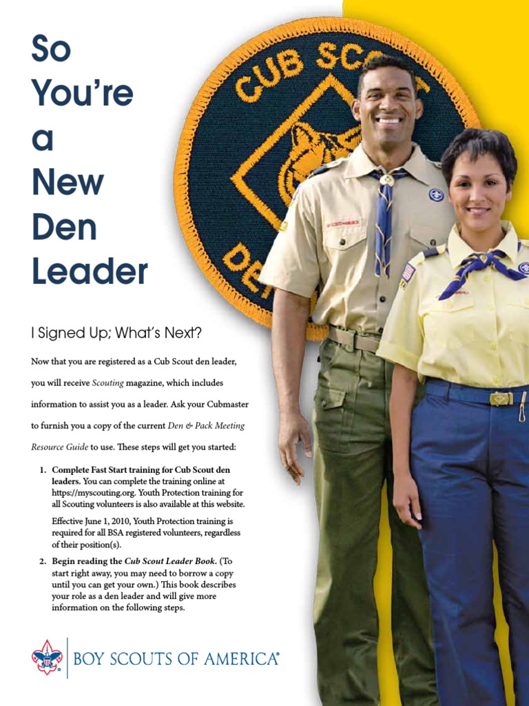 Den Leader Introduction | PDF | Boy Scouts Of America | Youth Organizations