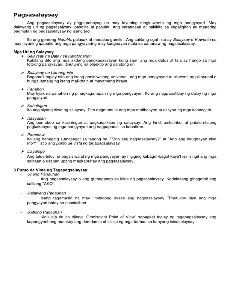 Ang Pagsasalaysay | PDF