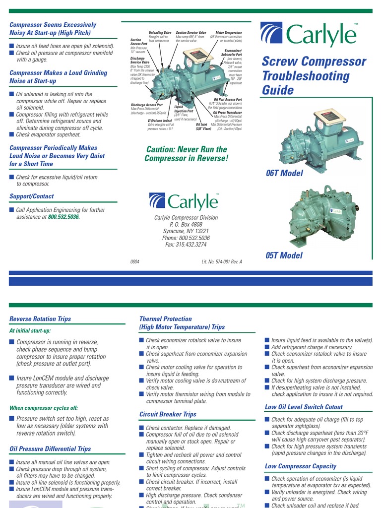 Screw Compressor Troubleshooting Guide: Caution: Never Run The ...