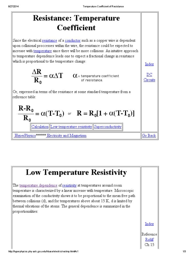 Temperature Coefficient of Resistance | PDF