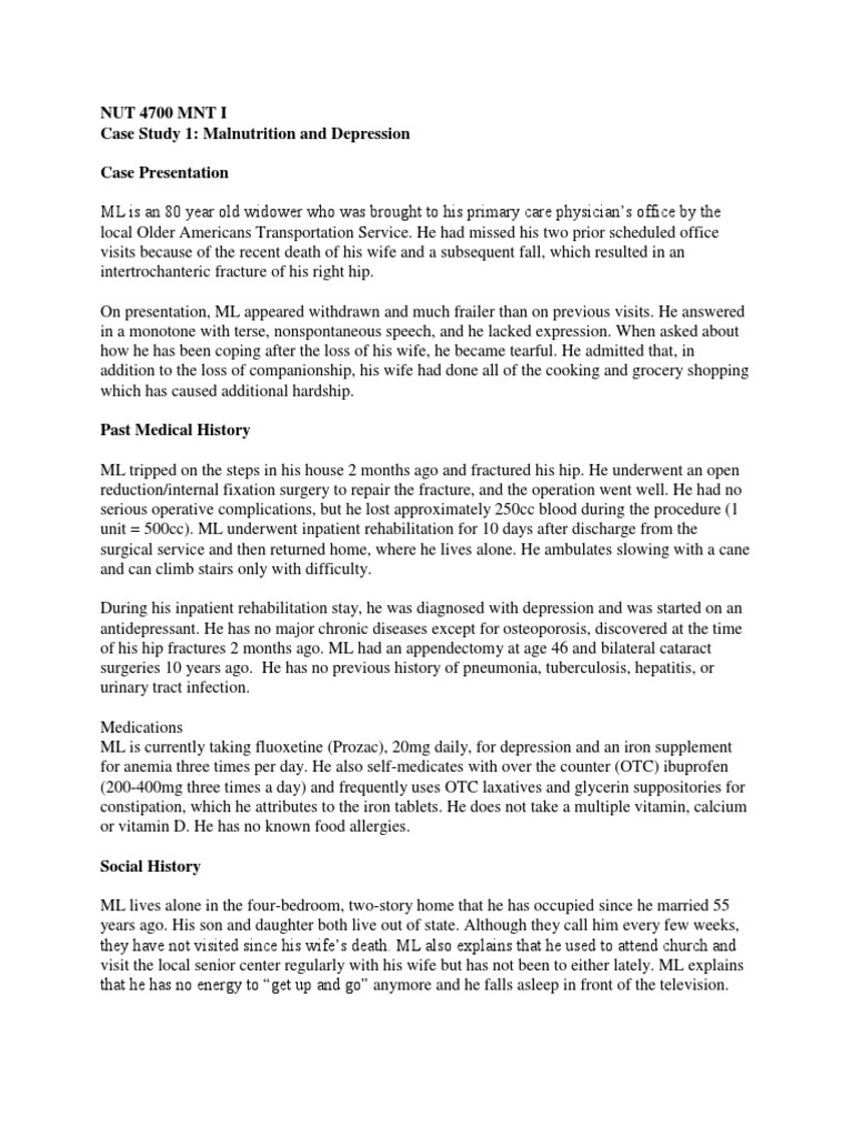 Case Study 1 MNT | PDF | Weight Loss | Clinical Medicine