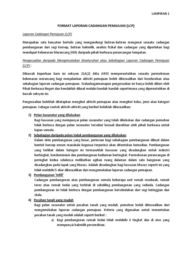 Format Laporan Cadangan Pemajuan | PDF