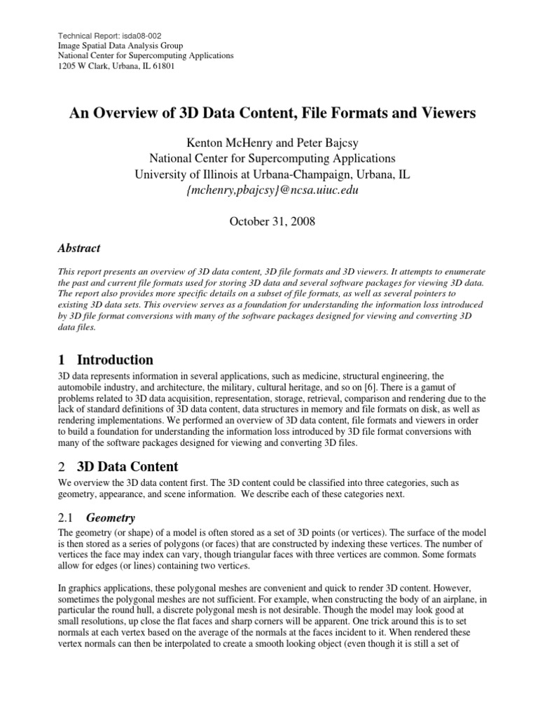 8 An Overview of 3d Data Content File Formats and Viewers | PDF | 3 D ...