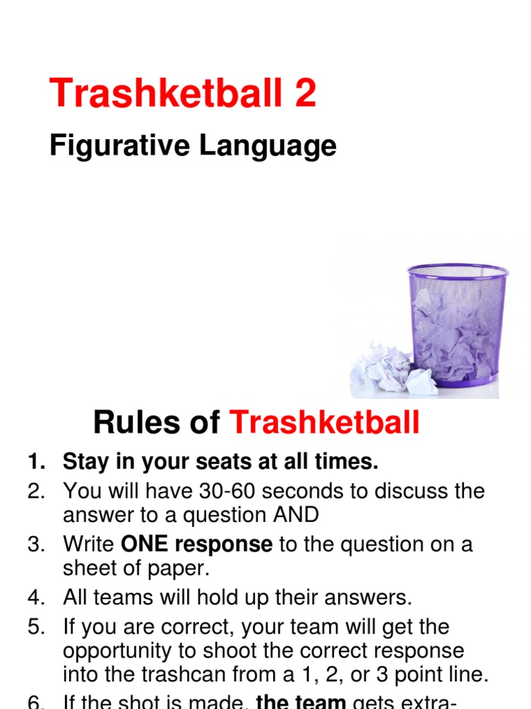 Trashketball Figurative Language Game | PDF
