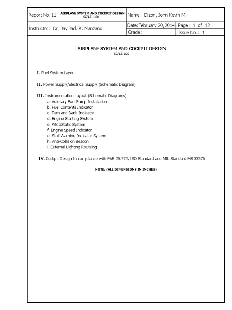 Airplane Systems and Cockpit Design Report | PDF | Cockpit | Airplane