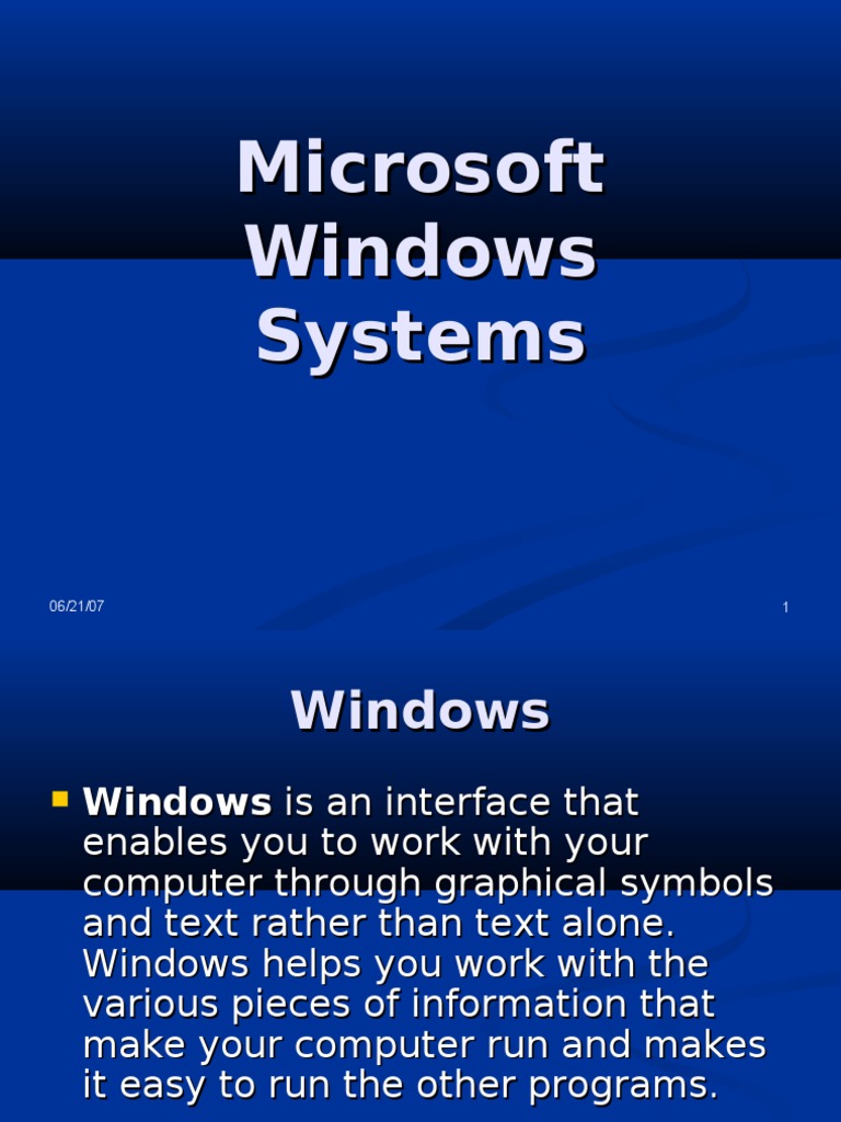 COMP: Microsoft Windows Systems | PDF | Microsoft Windows | Graphical User Interfaces